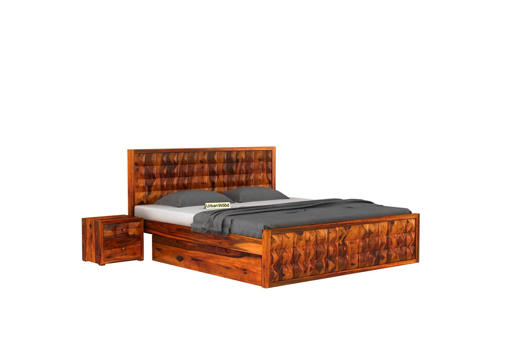 Buy Morgana Bed with Storage King Size Honey Finish Online : Urbanwood