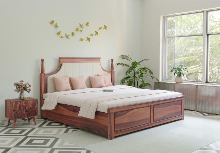 Buy Siena Box Storage Bed (Queen Size, Teak Finish) Online in India ...