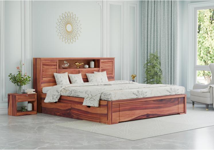 Buy Bellar Drawer Storage Bed (King Size, Teak Finish) Online in India ...
