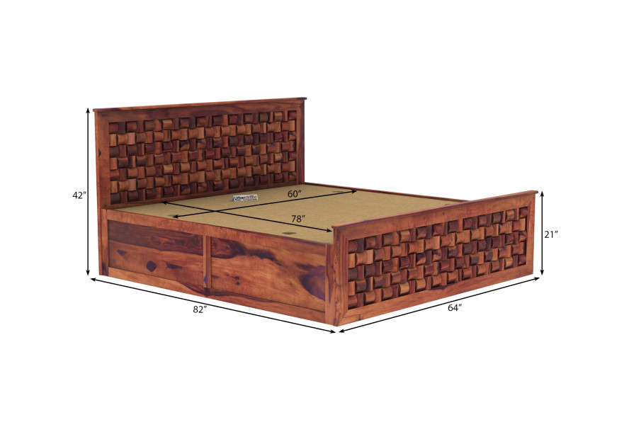 Hover Bed with Box Storage ( King Size, Teak Finish )
