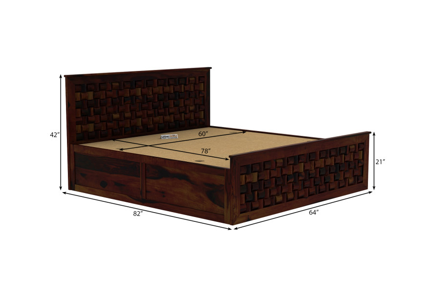 Hover Bed with Box Storage ( King Size, Walnut Finish )