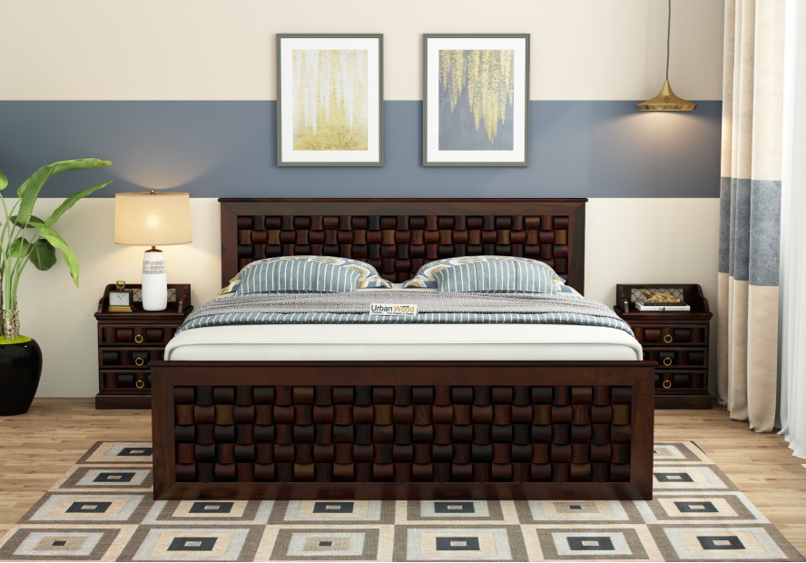 Hover Bed with Box Storage ( King Size, Walnut Finish )