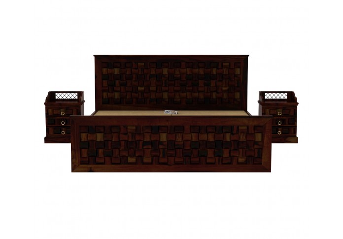 Hover Bed with Drawer Storage ( King Size, Walnut Finish )