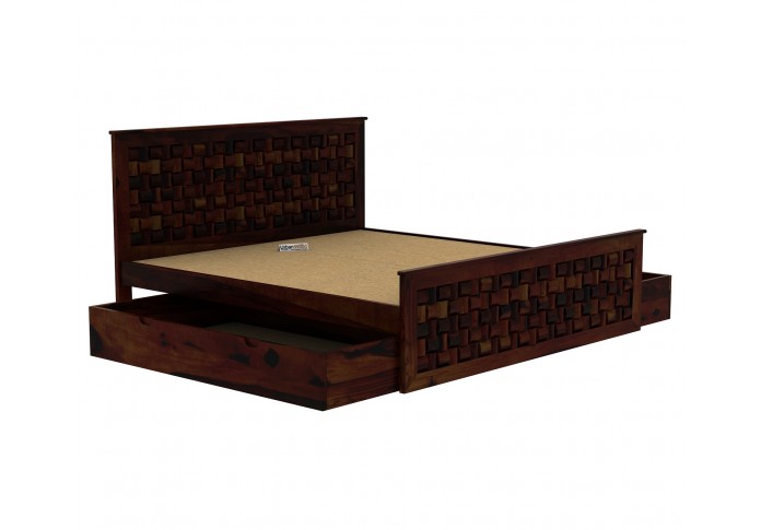Hover Bed with Drawer Storage ( King Size, Walnut Finish )