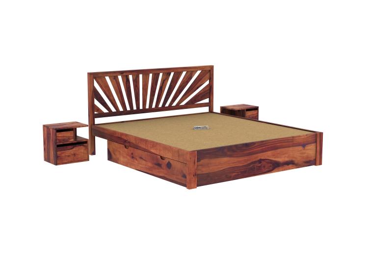 Buy Jerry Wooden Bed With Drawer Storage King Size (Teak Finish) Online ...