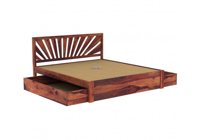 Jerry Wooden Bed With Drawer Storage Queen Size (Teak Finish)