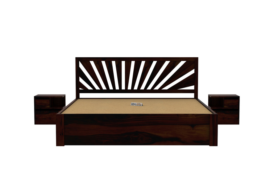 Buy Jerry Wooden Bed With Drawer Storage King Size (Walnut Finish ...