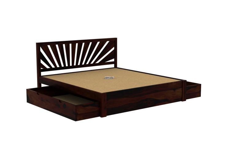 Buy Jerry Wooden Bed With Drawer Storage King Size (Walnut Finish ...