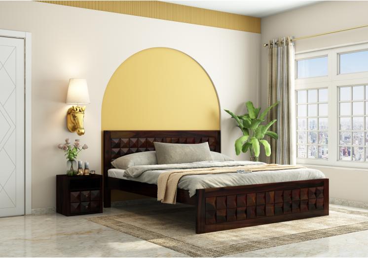 Buy Morgana Without Storage Bed (King Size, Walnut Finish) Online in ...