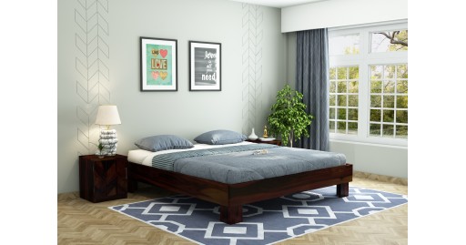 Trace Platform Bed ( Queen Size, Walnut Finish )