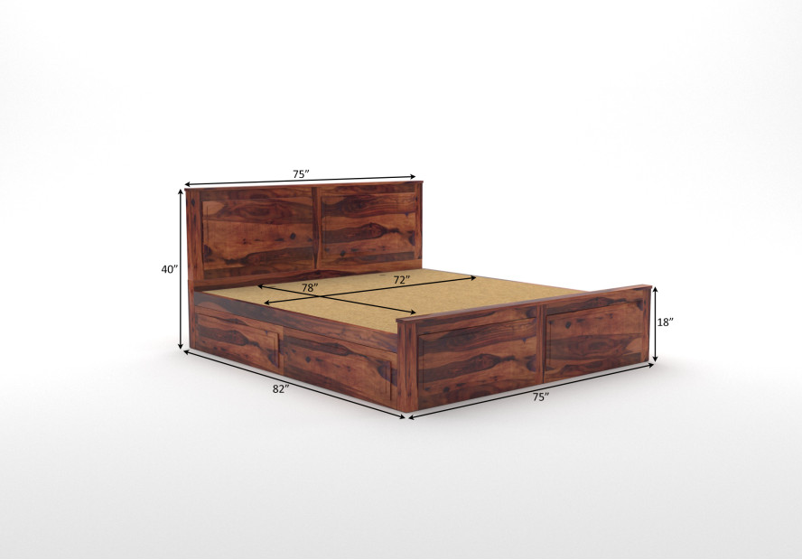 Buy Solas Bed With Drawer Storage (King Size, Teak Finish) Online in ...