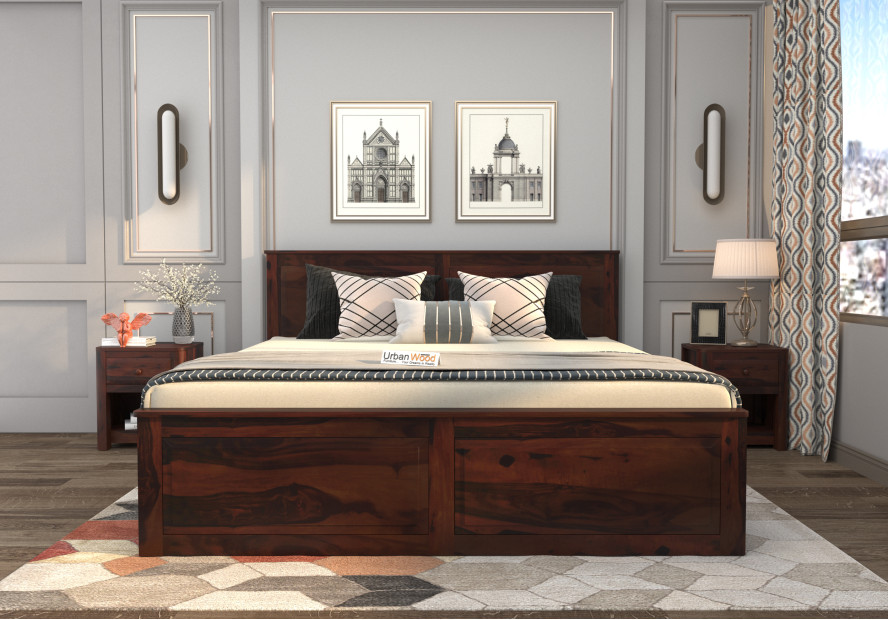 Buy Solas Bed With Drawer Storage (King Size, Walnut Finish) Online in ...