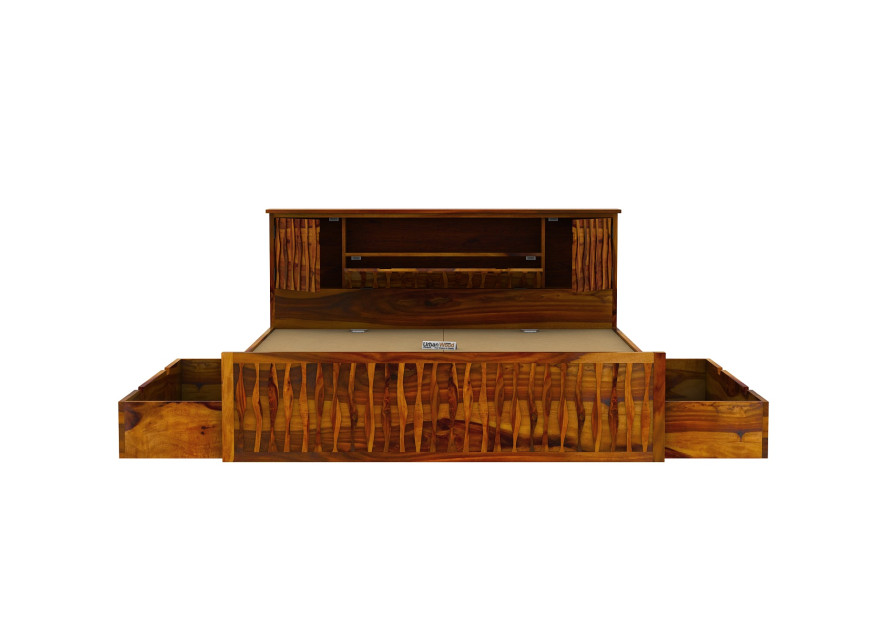 Stack Bed With Storage ( King Size, Honey Finish )