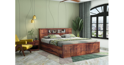Buy Stack Hydraulic Storage Bed (King Size, Teak Finish) Online in ...