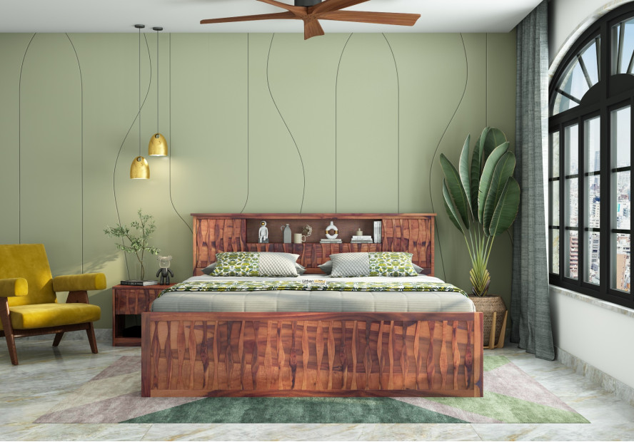 Buy Stack Bed With Storage (King Size, Teak Finish) Online : Urbanwood