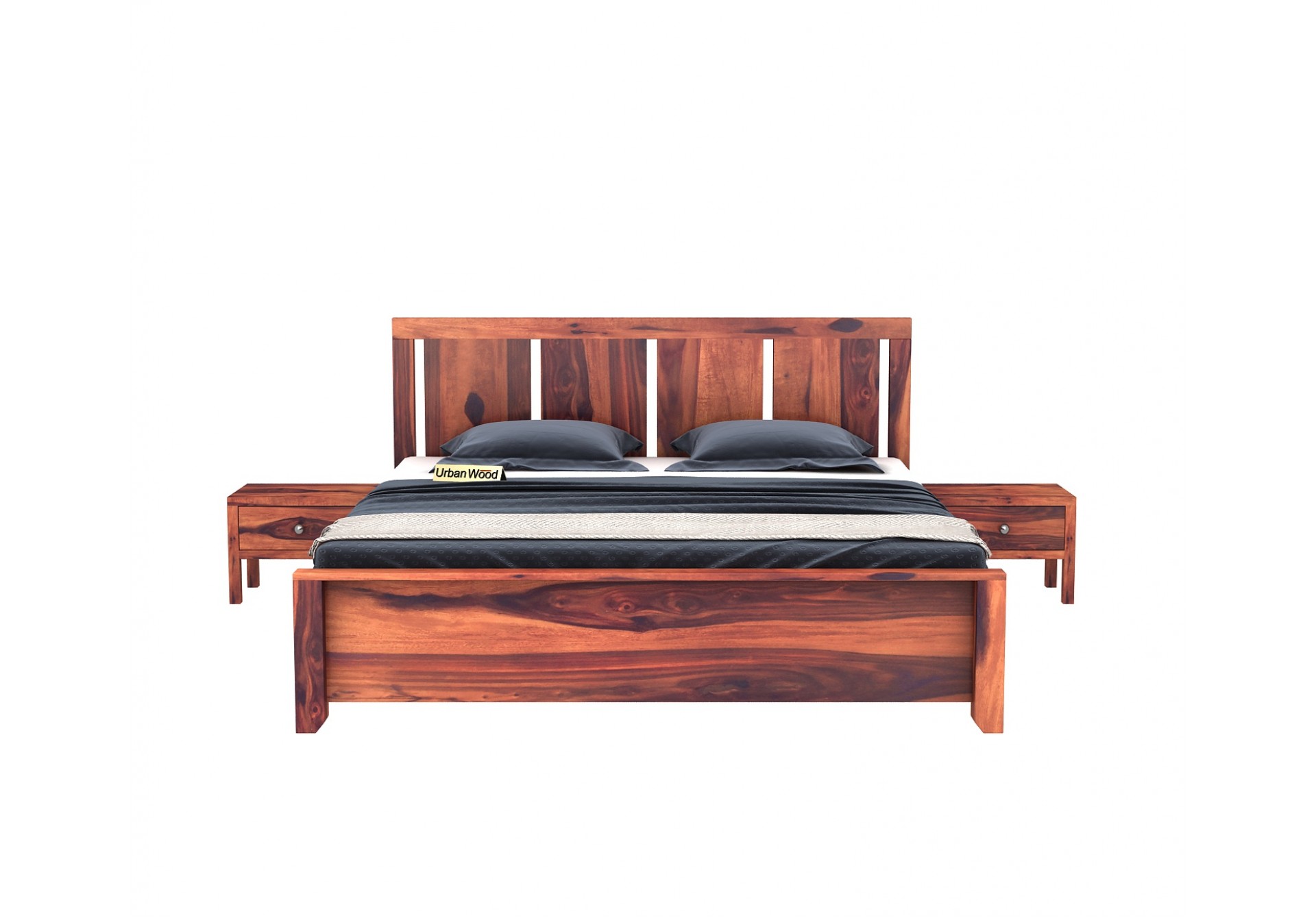 Buy Topaz Bed Without Storage ( Queen Size,Teak Finish) Online : Urbanwood