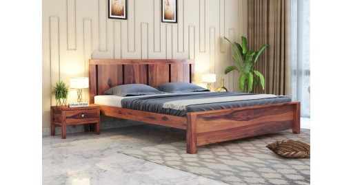 Buy Topaz Bed Without Storage (King Size,Teak Finish) Online : Urbanwood