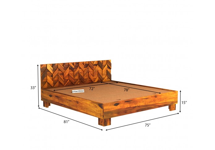 Buy Trace Bed Without Storage (King Size,Honey Finish) Online : Urbanwood