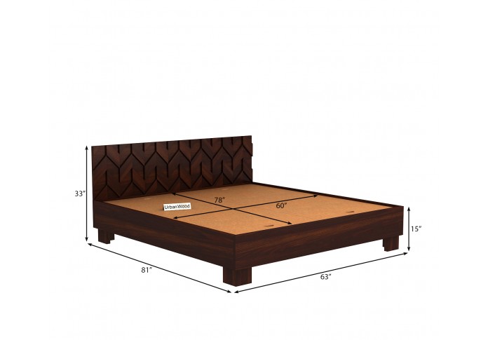 Buy Trace Bed Without Storage Queen Size, Walnut Finish Online : Urbanwood