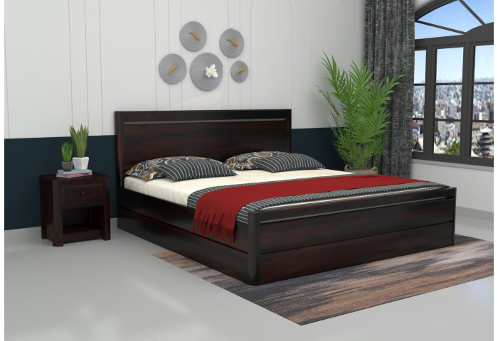 Buy Solas Bed With Drawer Storage (King Size, Walnut Finish) Online in ...