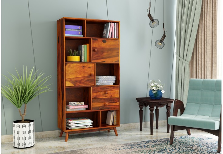 Bookshelves: Buy Wooden Bookshelf with glass doors Online: Urbanwood