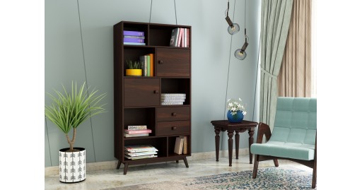 Buy Busk Bookshelf (Walnut Finish) Online at Lowest Prices : Urbanwood