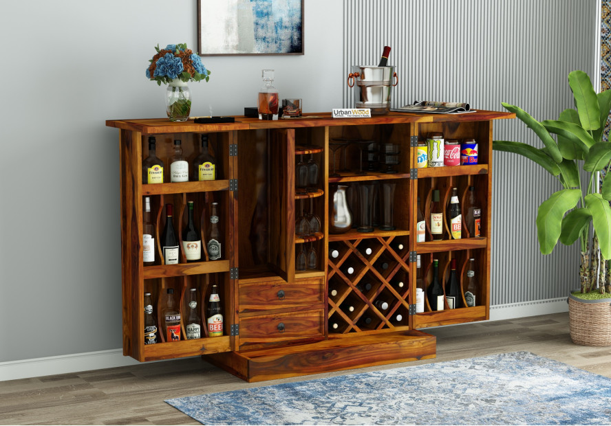 Buy Relay Bar Cabinet ( Honey Finish ) Online in India | UrbanWood