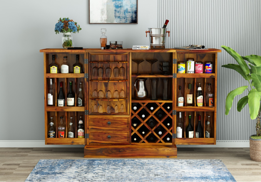 Buy Relay Bar Cabinet ( Honey Finish ) Online in India | UrbanWood