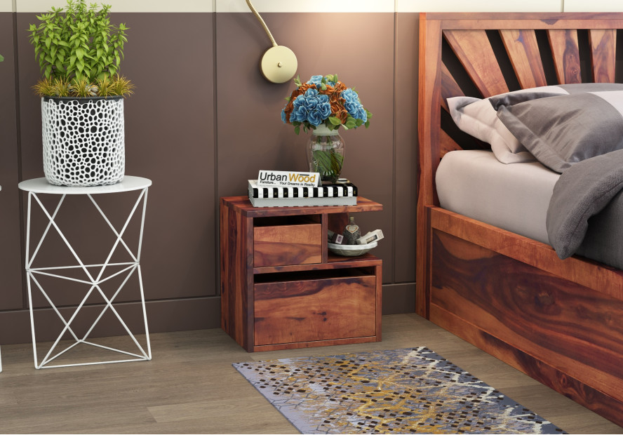 Buy Jerry Wooden Bedside Table (Teak Finish) Online in India : Urbanwood