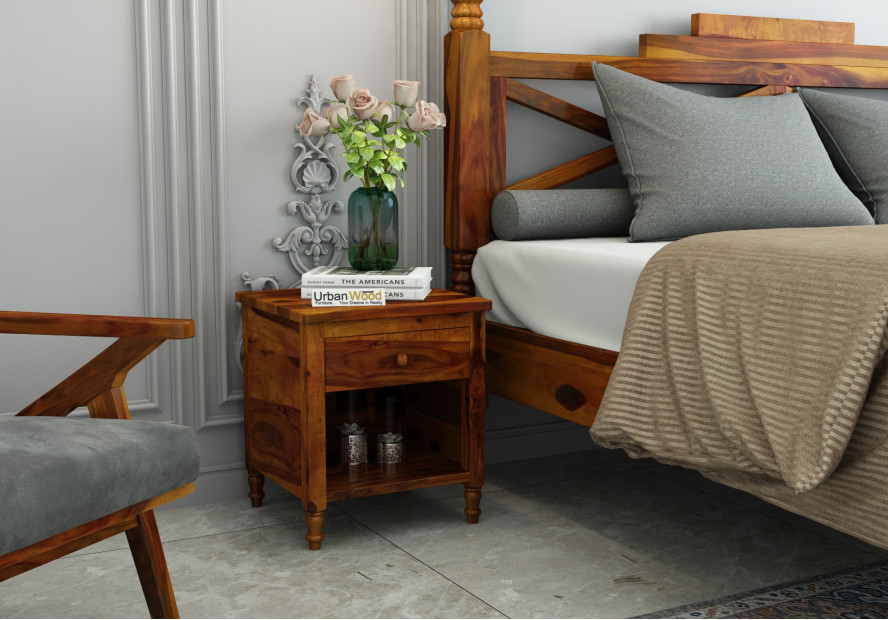Buy Rare Bedside Table (Honey Finish) Online in India | UrbanWood