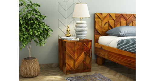 Trace Bed Side Table ( Honey Finish )