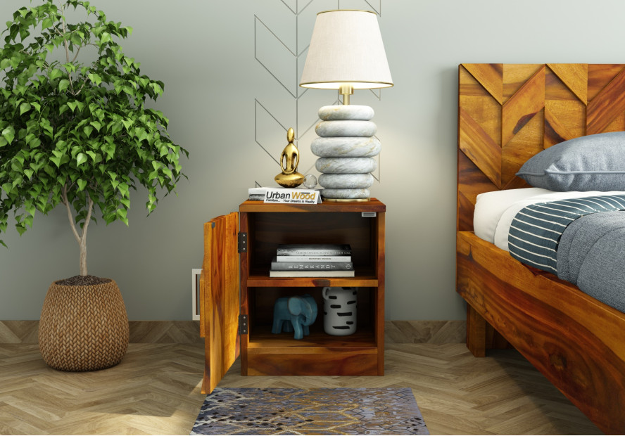 Buy Trace Bed Side Table ( Honey Finish ) Online in India | UrbanWood