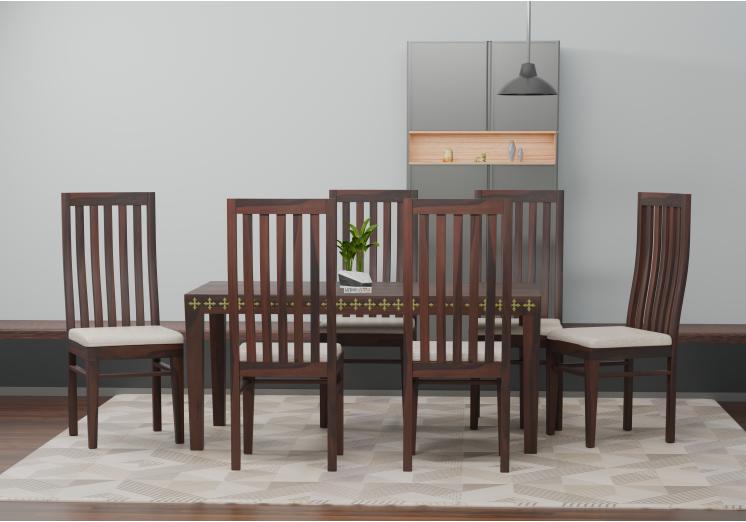 Buy Jasper 6-Seater Dining Table Set (Walnut Finish) Online in India ...