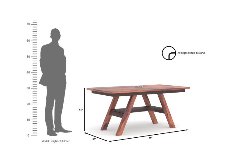 Buy Dahlia 6-Seater Dining Table (Teak Finish) Online in India | UrbanWood