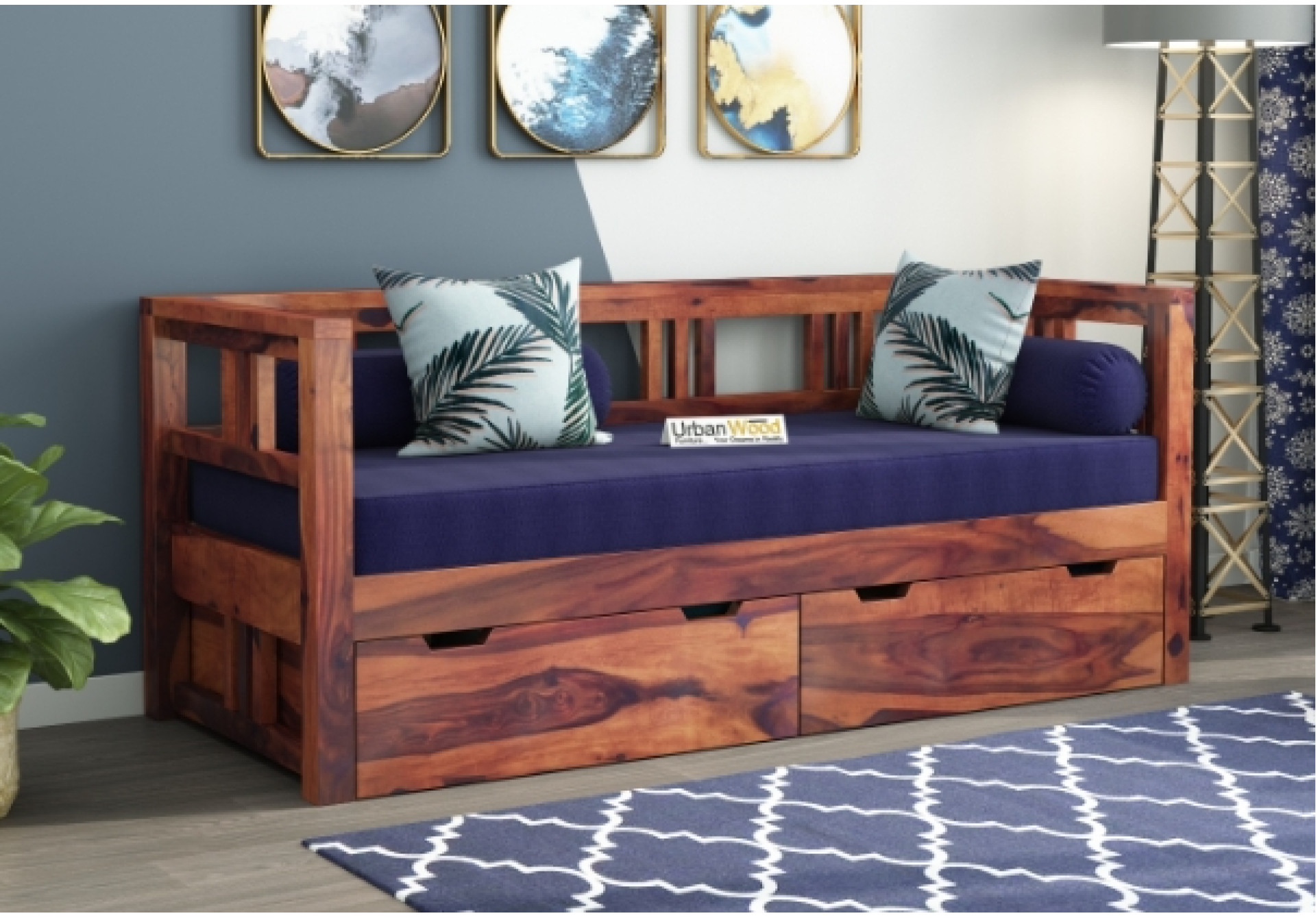 Buy Maxii Diwan With Storage (Teak Finish) Online @Low Price : Urbanwood