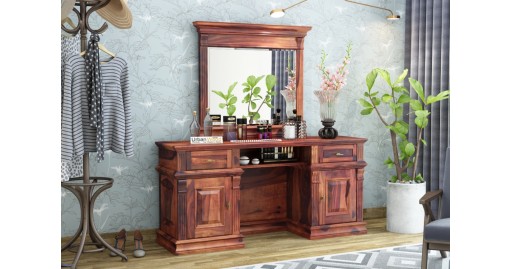 Dressing Table: Buy Amaze Dressing Table (Teak Finish) Online : Urbanwood