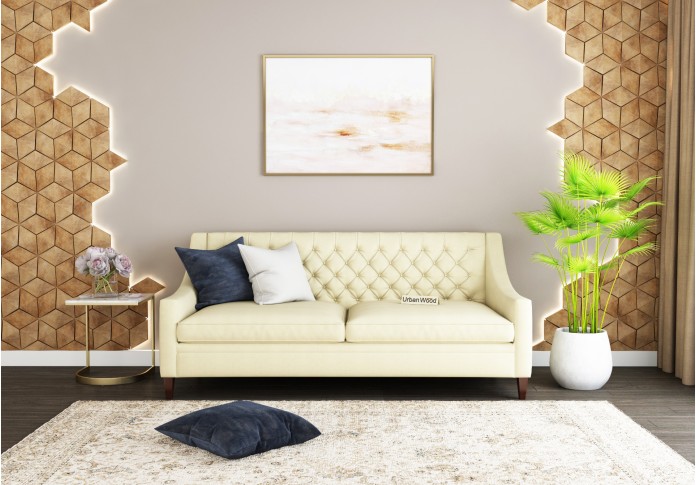 Buy Curio 3 Seater Sofa (Cotton, Sepia cream) Online India - Urbanwood