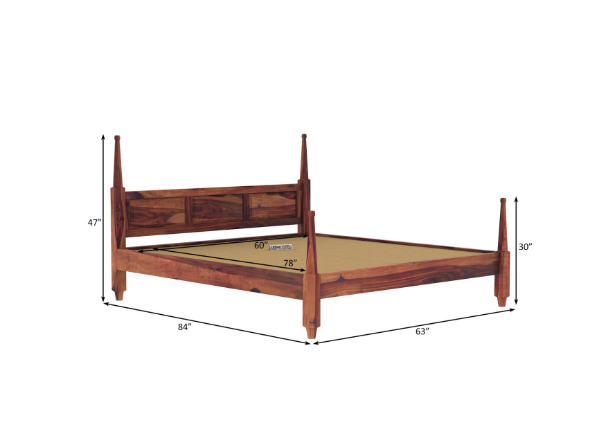 Buy Half Canopy Poster Bed (Queen Size, Teak Finish) Online in India ...