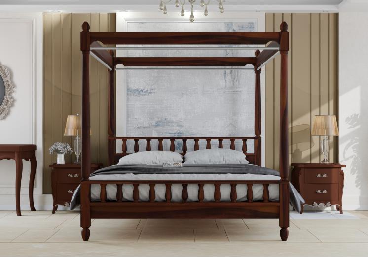 Buy Lilith Poster Bed (King Size, Walnut Finish) Online in India | UrbanWood