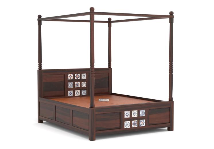 Buy Relay Poster Bed With Box Storage (King Size, Walnut Finish) Online ...