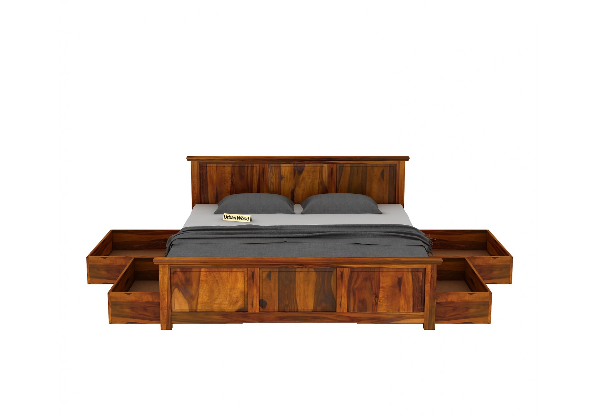 Buy Babson Bed with Storage King Size Honey Finish Online: Urbanwood