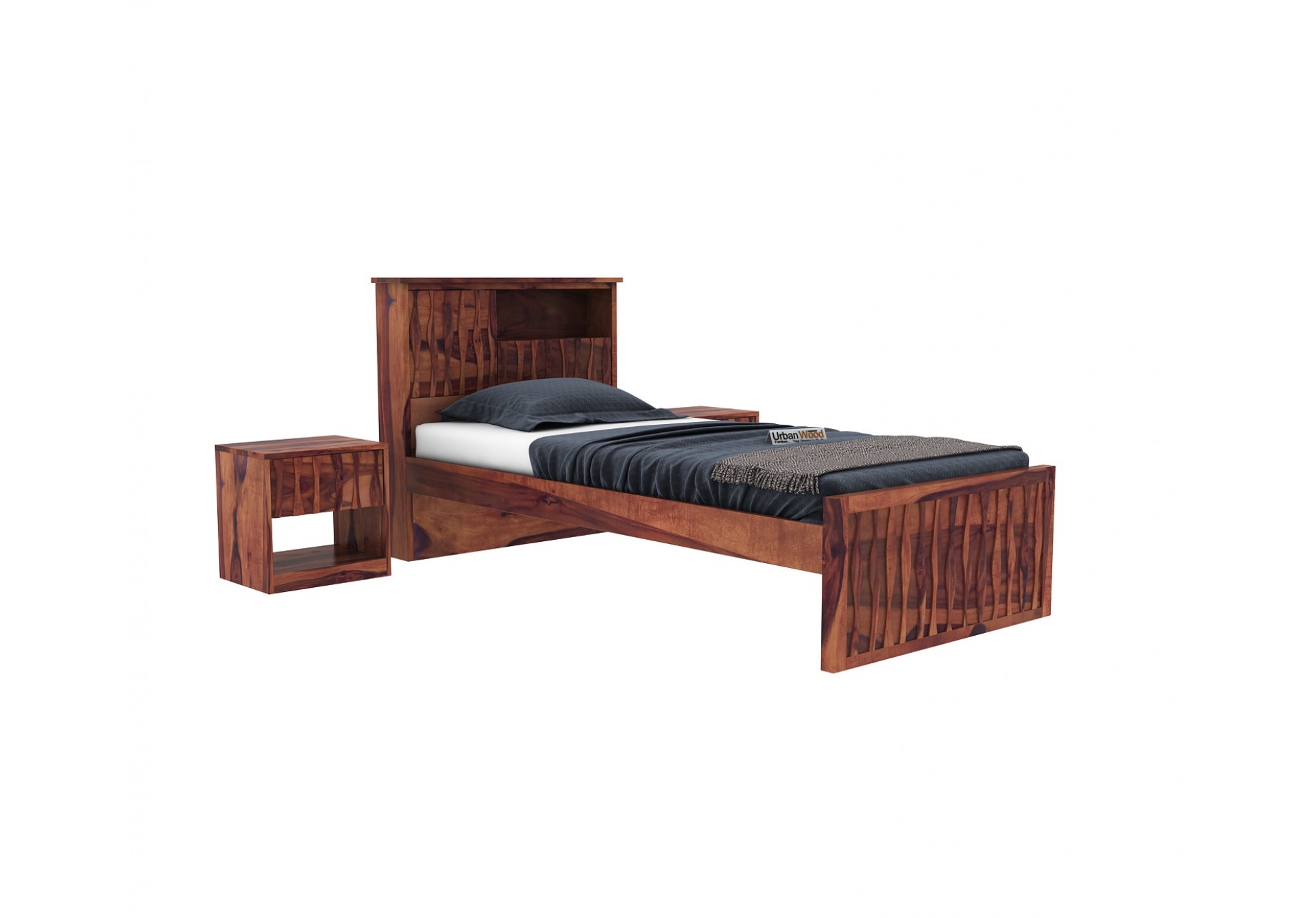 Single Beds: Buy Stack Single Bed Without Storage (Teak Finish) Online ...