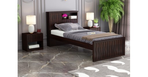 Beds : Buy Stack Single Bed Without Storage (Walnut Finish) Online ...