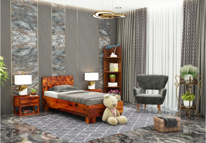 Buy Trace Bed Without Storage (King Size,Teak Finish) Online : Urbanwood