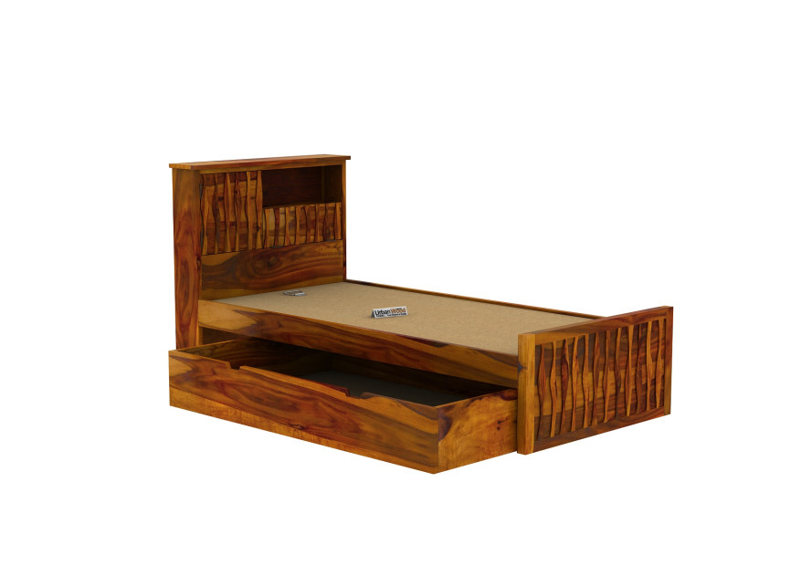Buy Stack Single Bed With Drawer Storage (Honey Finish) Online : Urbanwood