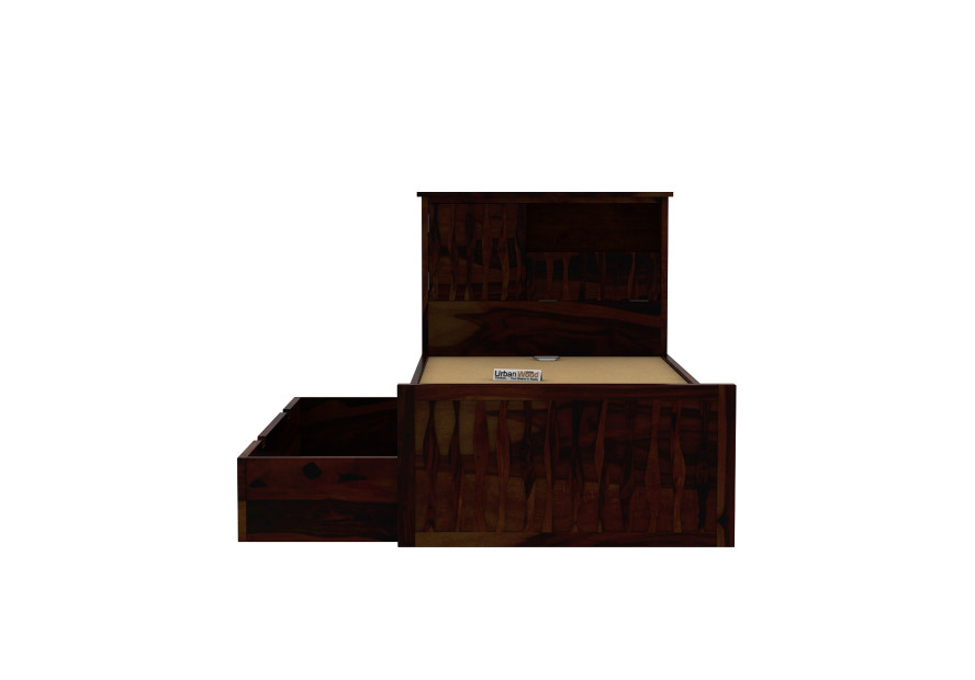 Buy Stack Single Bed With Drawer Storage (Walnut Finish) Online : Urbanwood