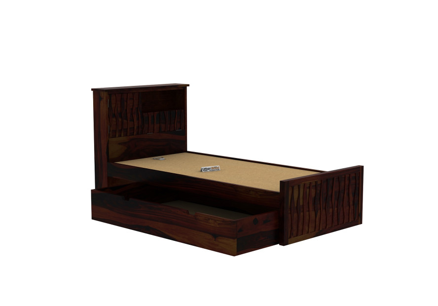 Buy Stack Single Bed With Drawer Storage (Walnut Finish) Online : Urbanwood