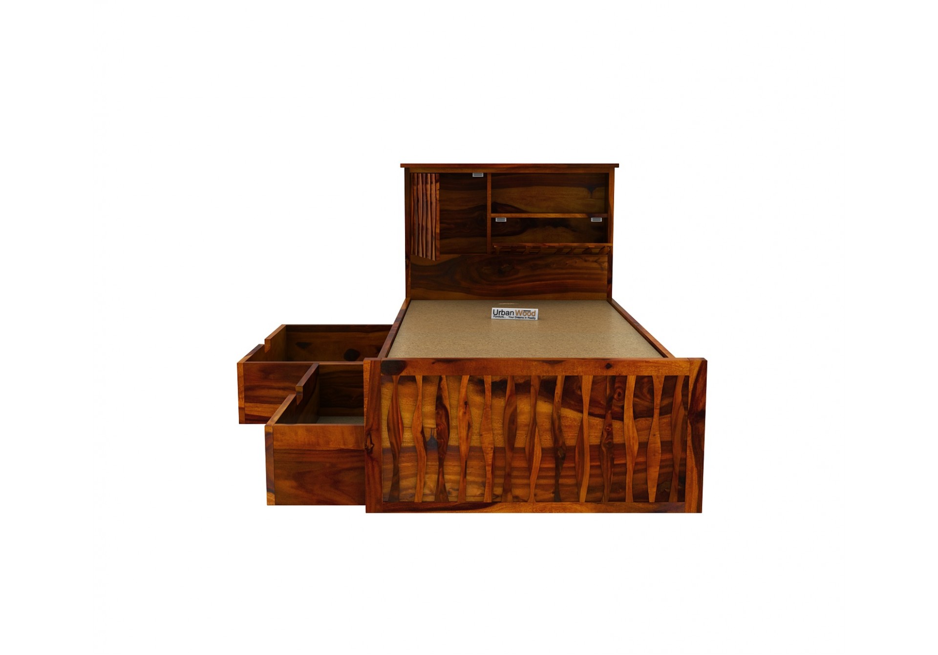 Single Bed: Buy Stack Single Bed With Storage (Honey Finish) Online ...