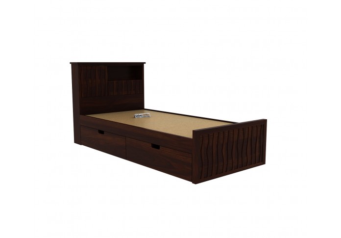 Single Bed: Buy Stack Single Bed With Storage (Walnut Finish) Online ...
