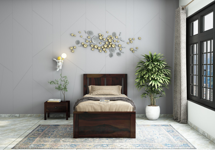 Single Bed: Buy Topaz Single Bed With Storage (Walnut Finish) Online ...